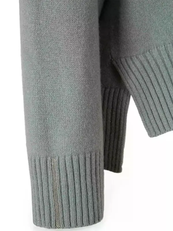 Peserico Roll Neck Sweater With Embellished Cuffs