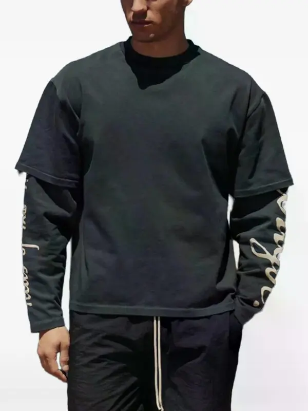 ROUGH. Rough Layered-sleeve Logo Print T-shirt