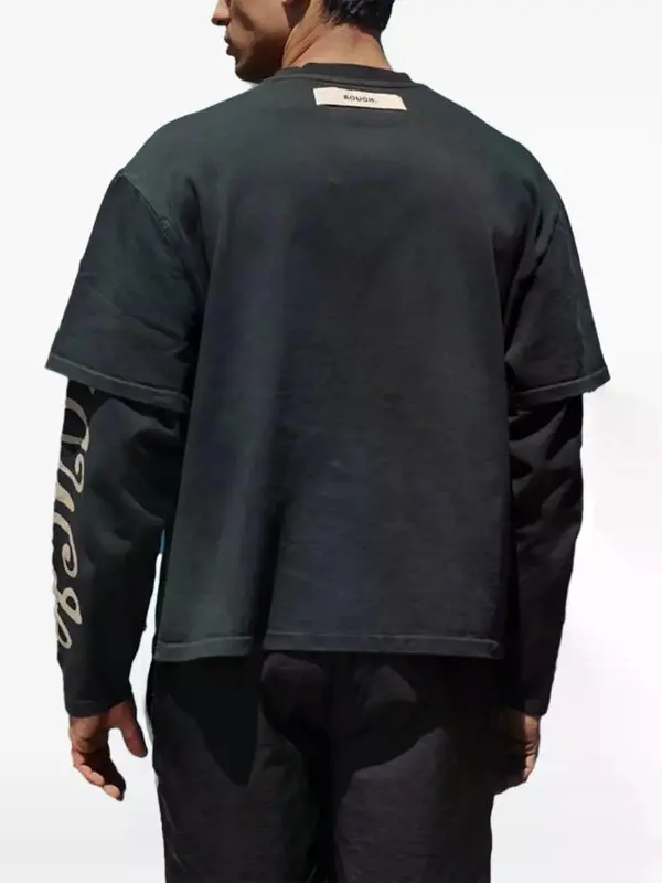 ROUGH. Rough Layered-sleeve Logo Print T-shirt