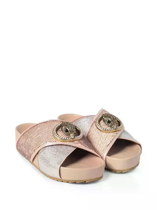 Kurt Geiger Sequin Embellished Eagle Head Flatform Sandals - Pink