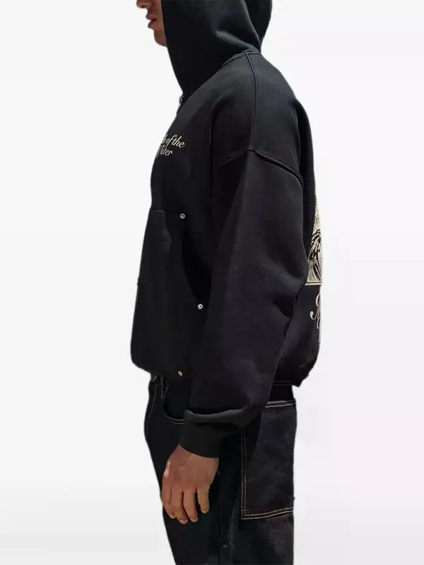 ROUGH. Embellished Graphic Print Zip-up Hoodie