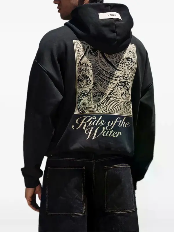ROUGH. Embellished Graphic Print Zip-up Hoodie