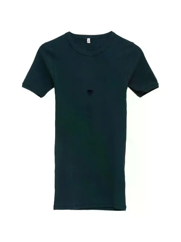 BASERANGE Ribbed T-shirt With Heart Cutout - Green