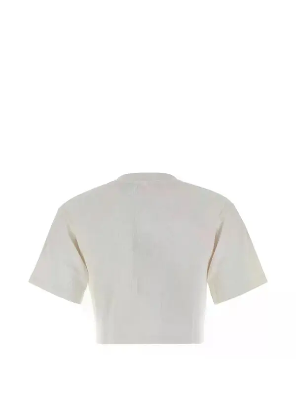Off-White Logo-print Cropped Ribbed T-shirt - White