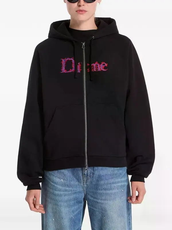DIME Veins Logo-embroidered Zip-up Hoodie