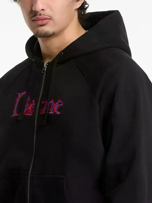 DIME Veins Logo-embroidered Zip-up Hoodie