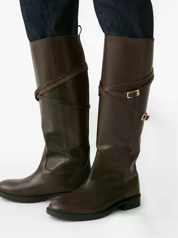 Fabiana Filippi Knee-high Buckle Boots - Brown