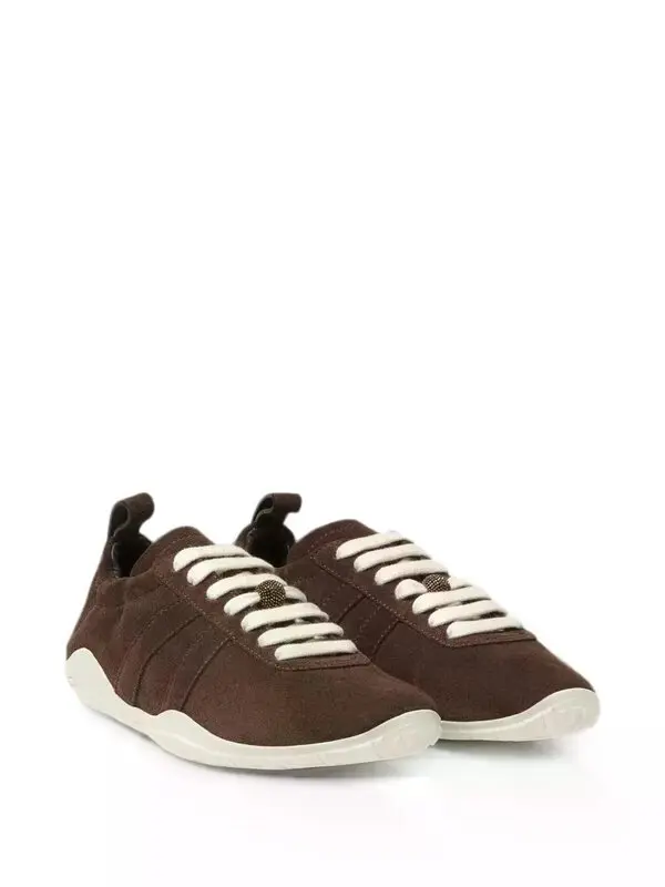 Fabiana Filippi Suede Bead-embellished Lace-up Sneakers
