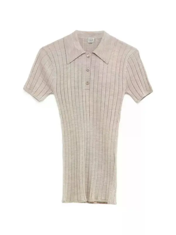 TOTEME Ribbed Knit Polo Top