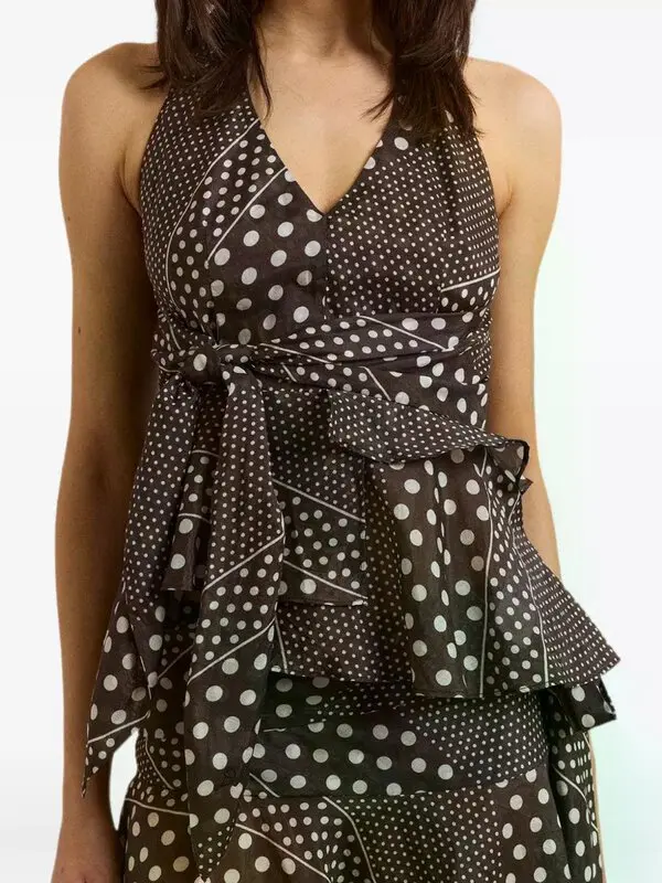 DAMSON MADDER Leandra Polka-dot Halter Neck Top
