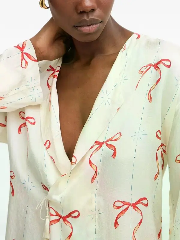 FORTE_FORTE Printed Wrap Top