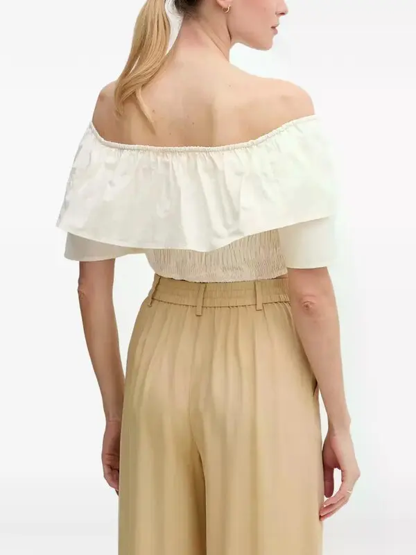 GAUDI Ruffled Shirred-panel Cropped Top