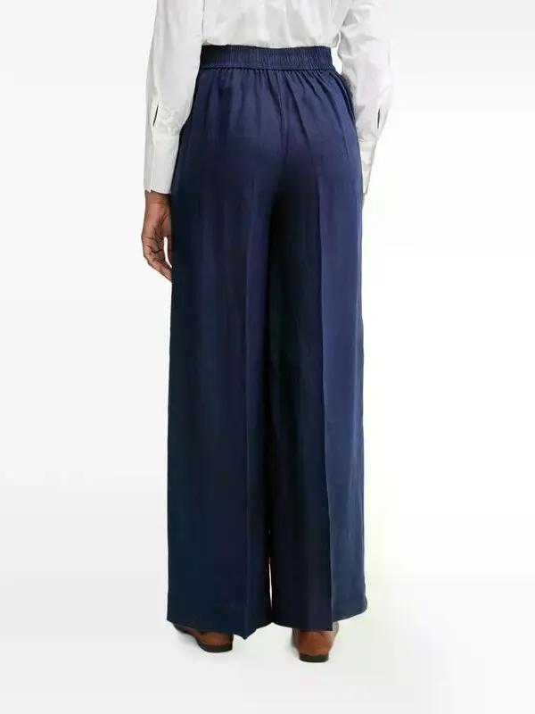 BENETTON Navy Slub Texture Wide-leg Trousers