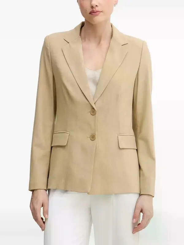 BENETTON Single-breasted Notched Lapel Blazer - Neutrals