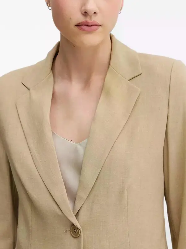 BENETTON Single-breasted Notched Lapel Blazer - Neutrals
