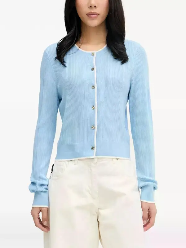 From Future Ribbed Knit Cardigan With Contrast Trim