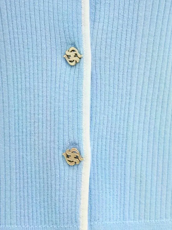 From Future Ribbed Knit Cardigan With Contrast Trim
