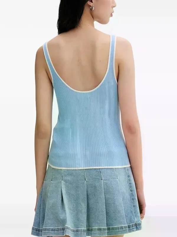 From Future Ribbed Knit Contrast Trim Tank - Blue