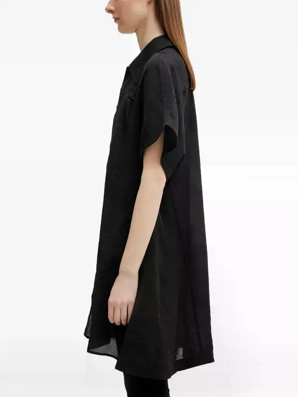 Y3 Crinkled Short-sleeve Shirt With Logo Print
