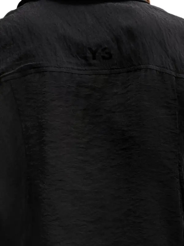 Y3 Crinkled Short-sleeve Shirt With Logo Print