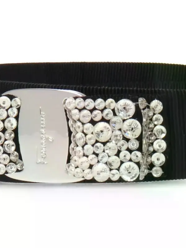 FERRAGAMO Vara Bow Crystal Embellished Headband - Black