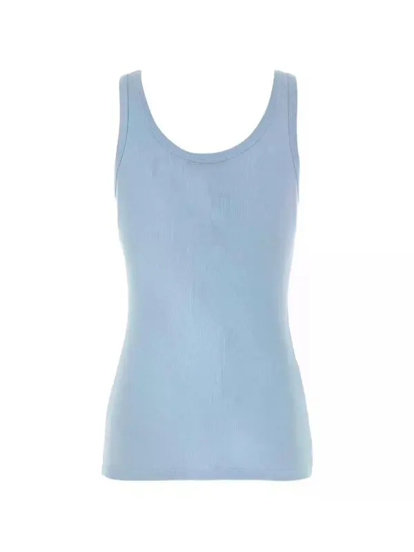 Prada Enamelled Triangle Logo Ribbed-knit Top