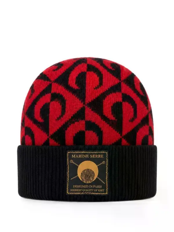 MARINE SERRE Moon Lozenge Beanie Hat - Black