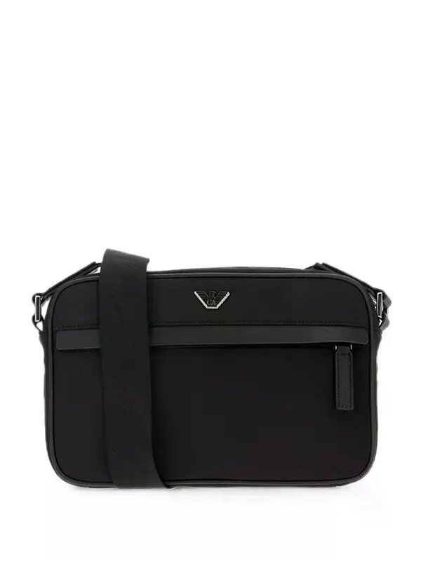 Emporio Armani Logo Plaque Shoulder Bag - Black