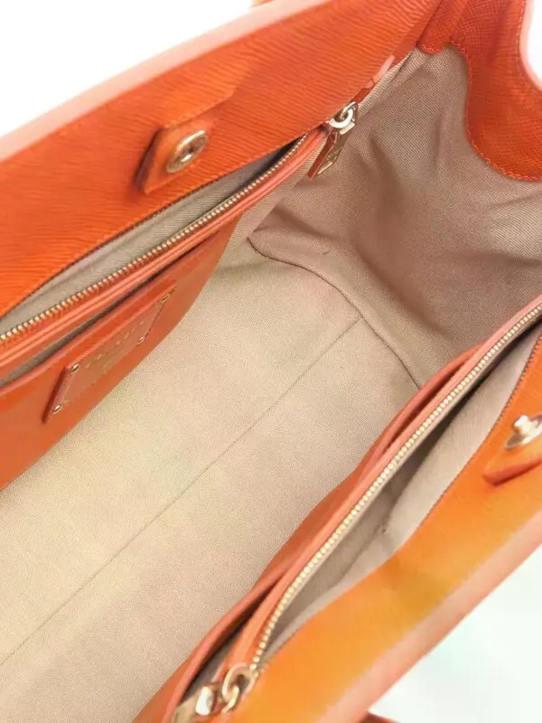 Prada Bicolor Saffiano Leather Trimmed Canvas Satchel - Neutrals