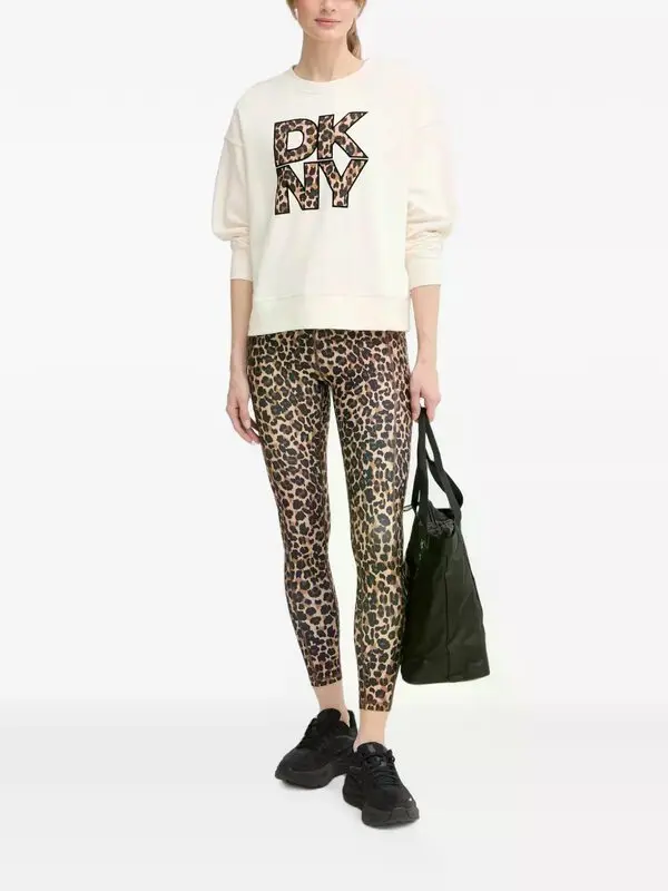 Dkny Leopard Print Logo Patch Sweatshirt