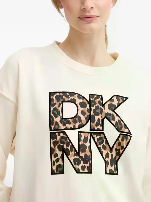 Dkny Leopard Print Logo Patch Sweatshirt