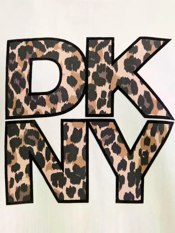 Dkny Leopard Print Logo Patch Sweatshirt