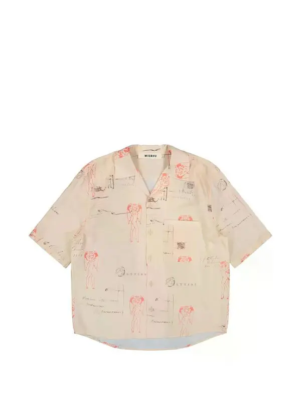 MISBHV Postcard And Devil Print Bowling Collar Shirt