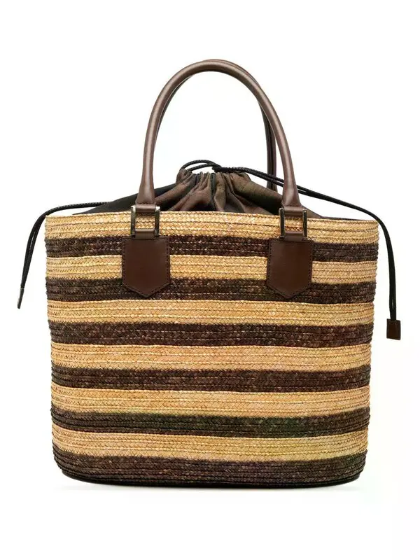 Fendi Straw Striped Beach Tote Bag