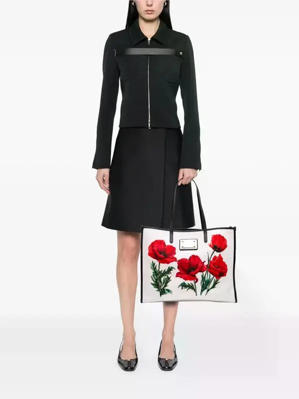 Dolce & Gabbana Canvas Floral Print Tote Bag