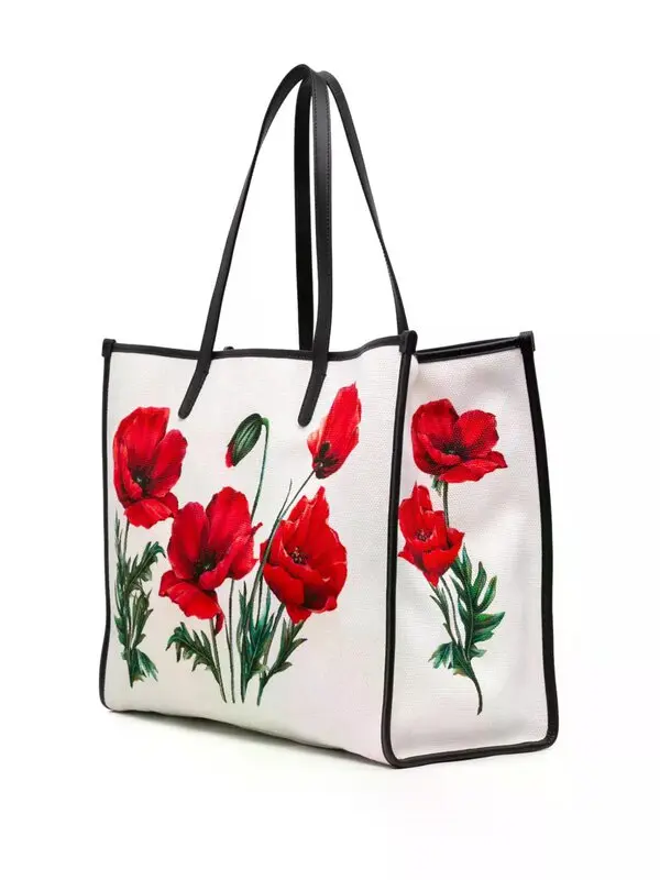 Dolce & Gabbana Canvas Floral Print Tote Bag
