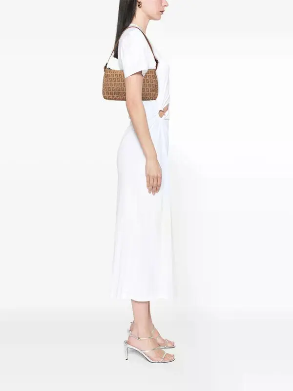 Fendi Zucchino Canvas Shoulder Bag - Neutrals