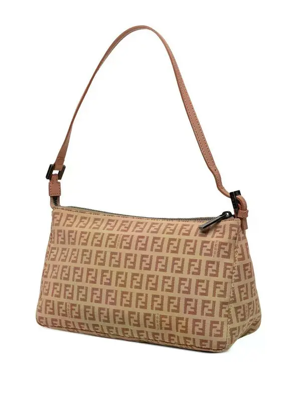 Fendi Zucchino Canvas Shoulder Bag - Neutrals