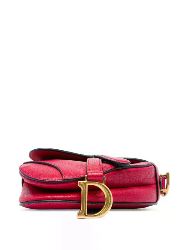 Dior Mini Grained Calfskin Saddle Bag Satchel - Red