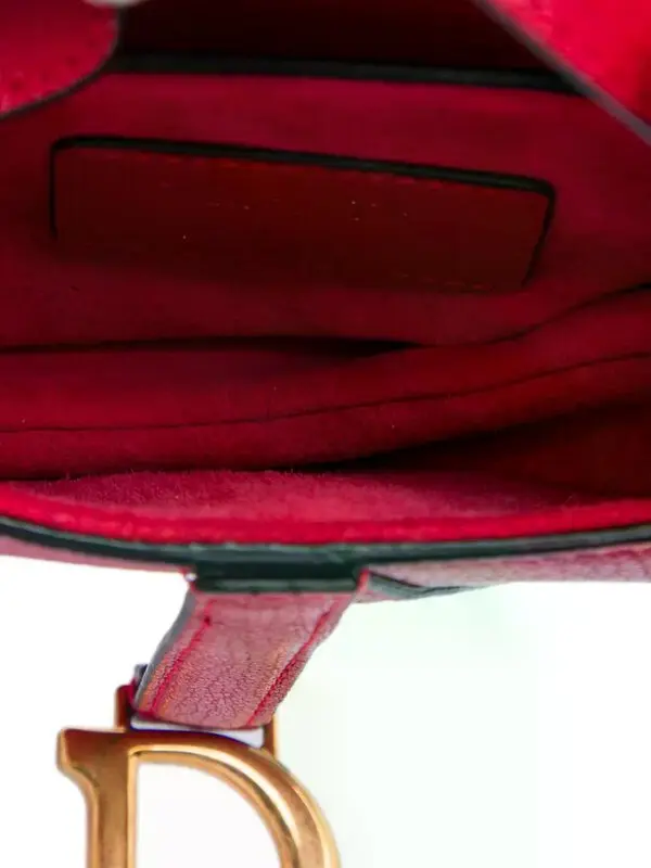 Dior Mini Grained Calfskin Saddle Bag Satchel - Red