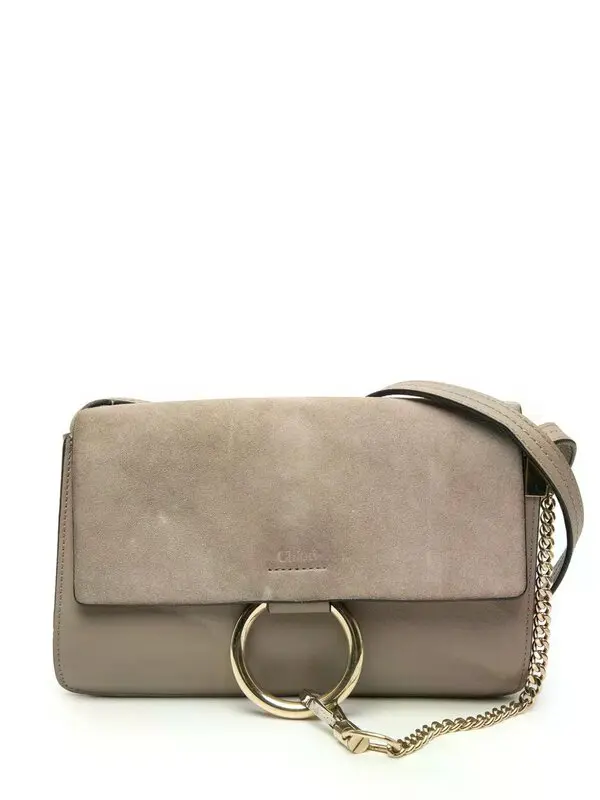 Chloé Faye Small Suede And Calfskin Crossbody Bag - Brown