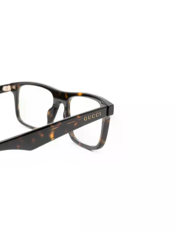 Gucci Tortoiseshell-effect Rectangle-frame Glasses - Brown