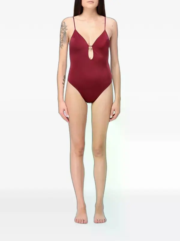 MC2 SAINT BARTH Teardrop-cutout V-neck Swimsuit - Red