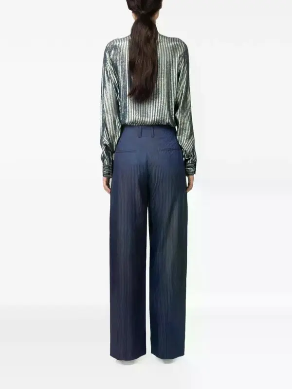 INDRESS Name' Navy Pinstriped Pleated Trousers