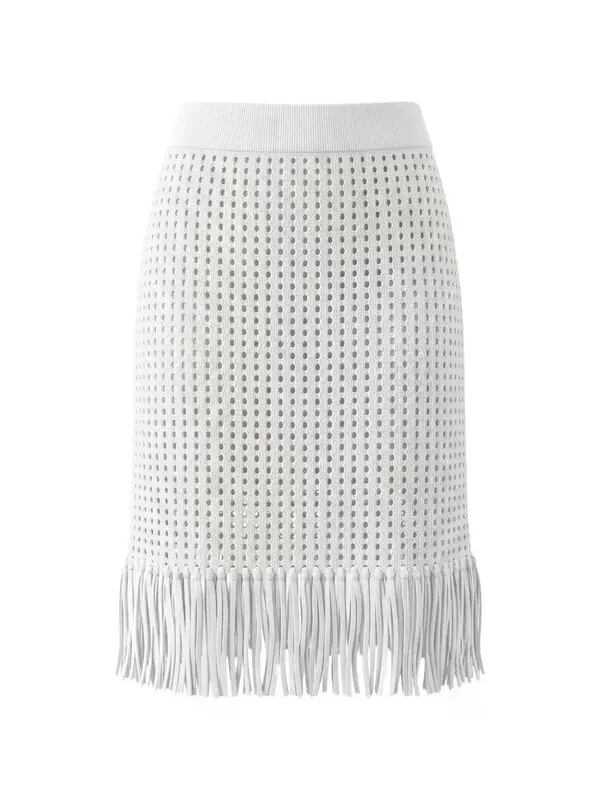 Akris Perforated Fringe-trimmed Mini Skirt