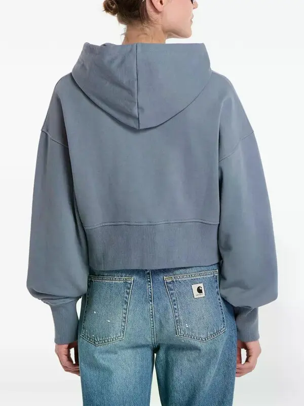 DIME Cropped Zip-up Hoodie With Embroidered Logo - Blue