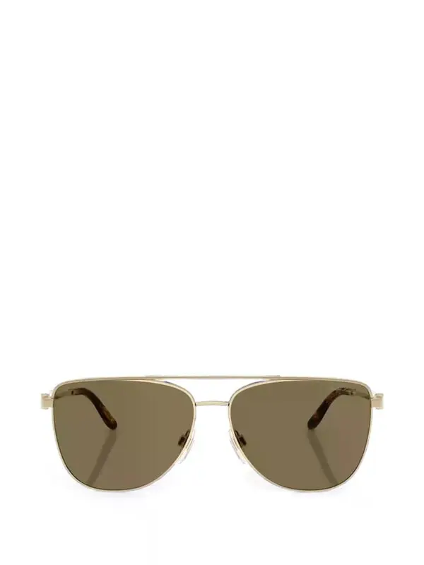 Polo Ralph Lauren Tone Aviator Sunglasses With Tortoiseshell Temple Tips - Gold