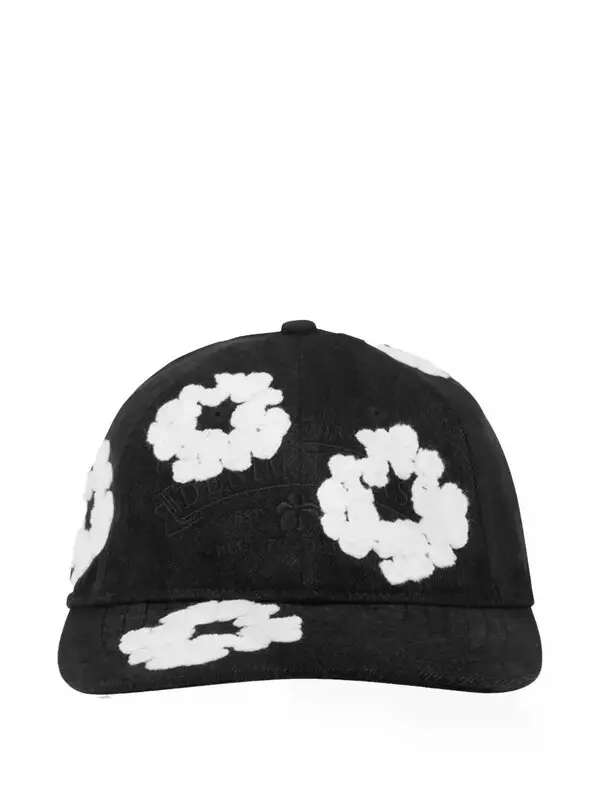 DENIM TEARS Floral Appliqué Baseball Cap - Black