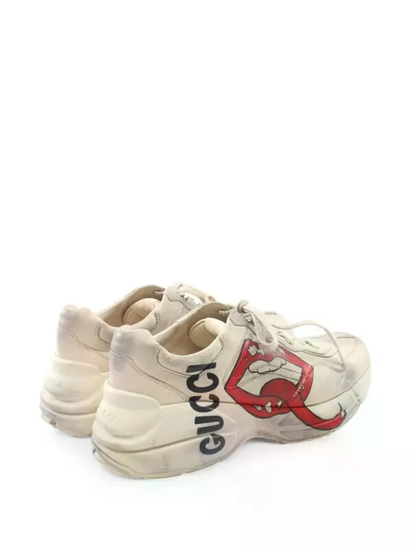 Gucci Lighton Leather Sneakers With Mouth Print