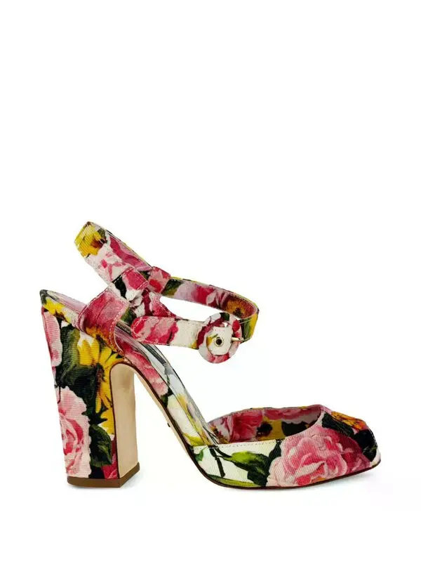 Dolce & Gabbana Floral Print Peep-toe Sandals